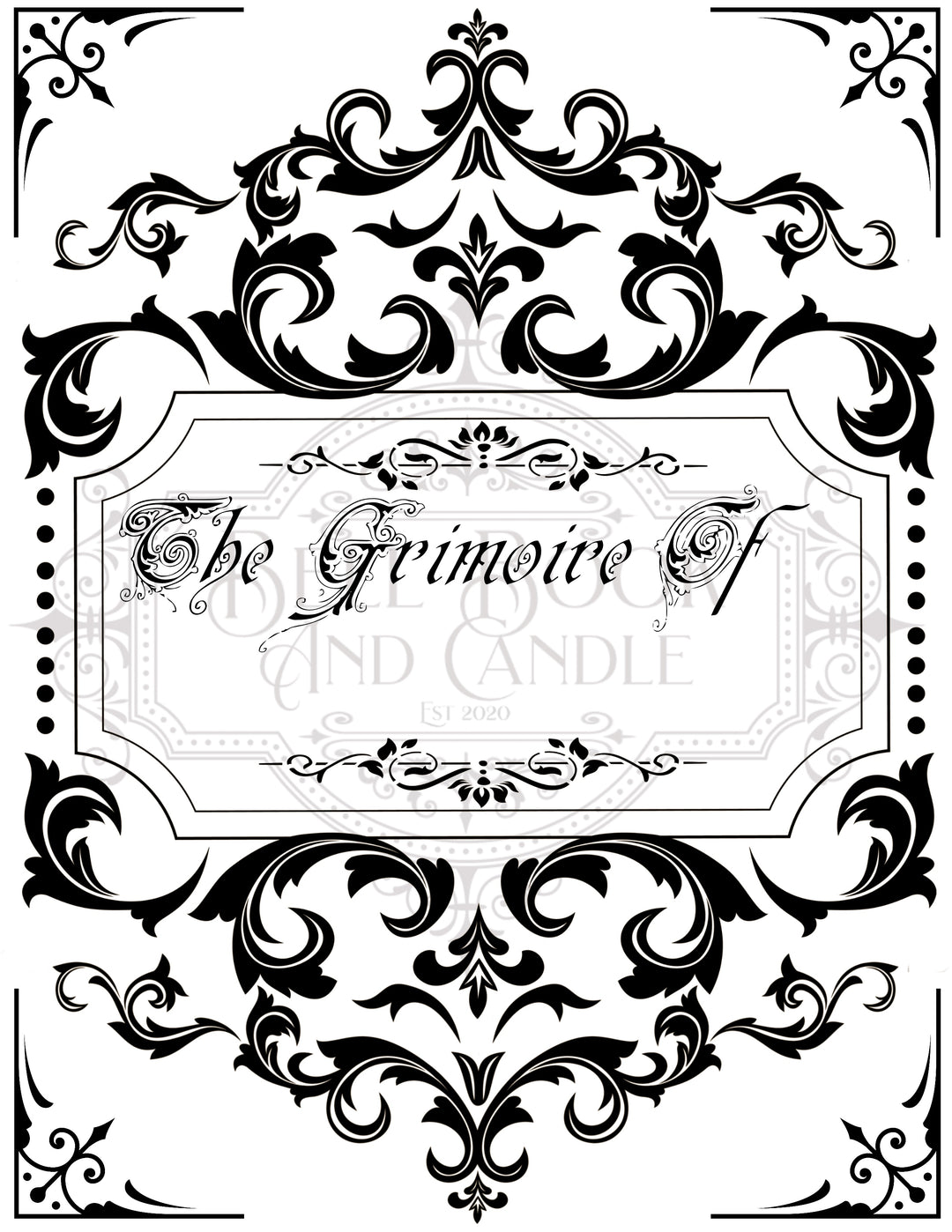 Grimoire Cover Page Digital Download – Bell, Book, and Candle Vintage